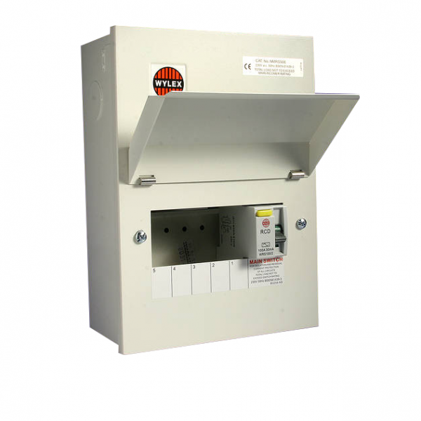 Wylex NMRS506 5 Way Amendment 3 Metal Consumer Unit w/ 100A 30mA RCD ...